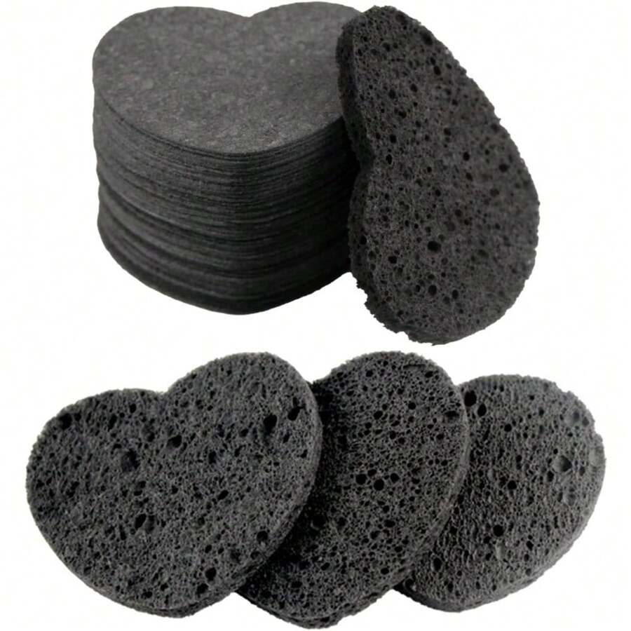 50-Count Facial Sponges Compressed Natural Cellulose Sponge Heart Shape ...