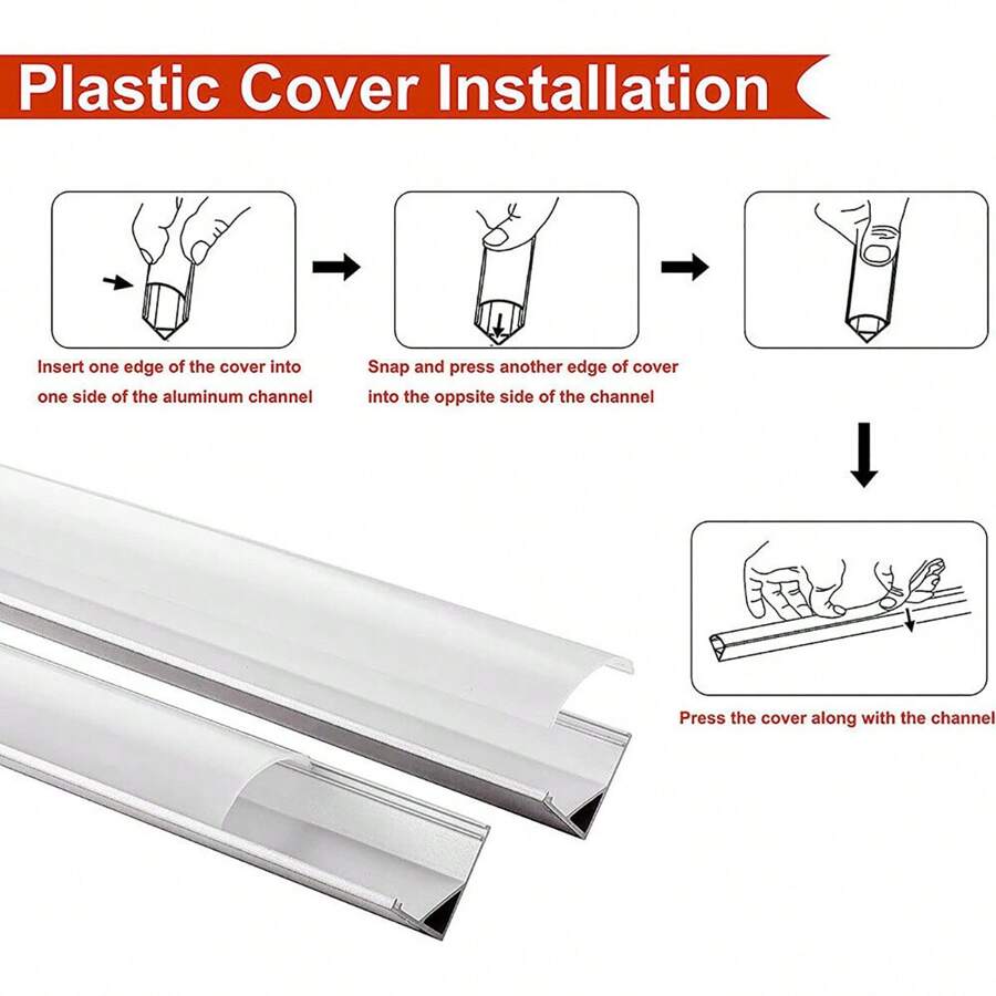 6 Pack LED Aluminium Channel Profile 3.3ft Extrusion Diffuser Strip ...