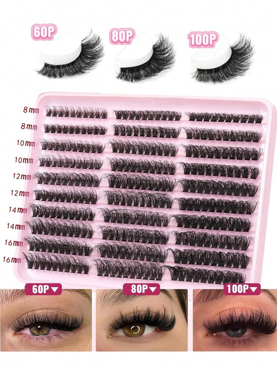 5D Fluffy Lash Extension D/DD Curl Lash Clusters 8-16mm Natural Thick ...