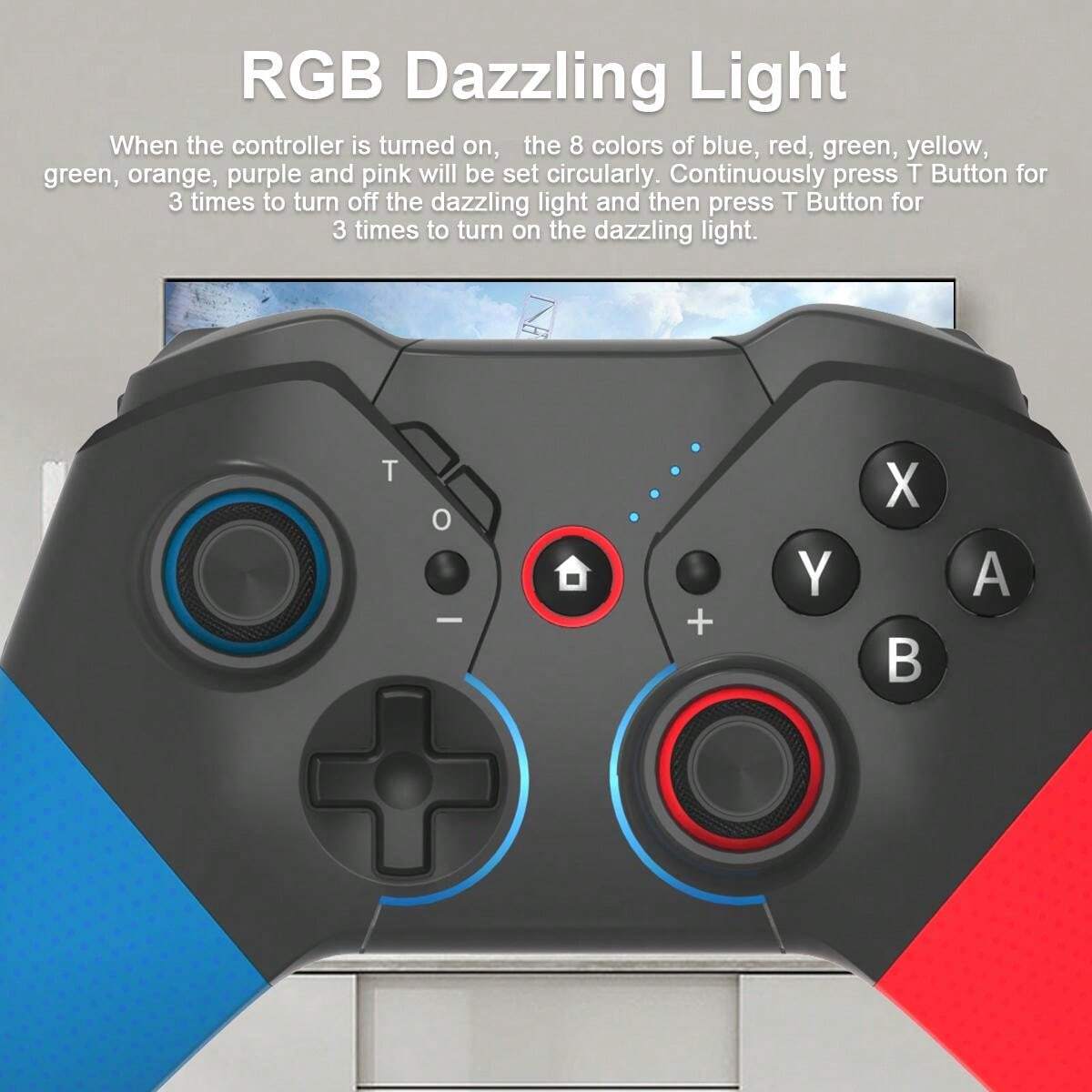 Controller di gioco senza fili TOPWOLF con doppio interruttore di vibrazione, compatibile con ...