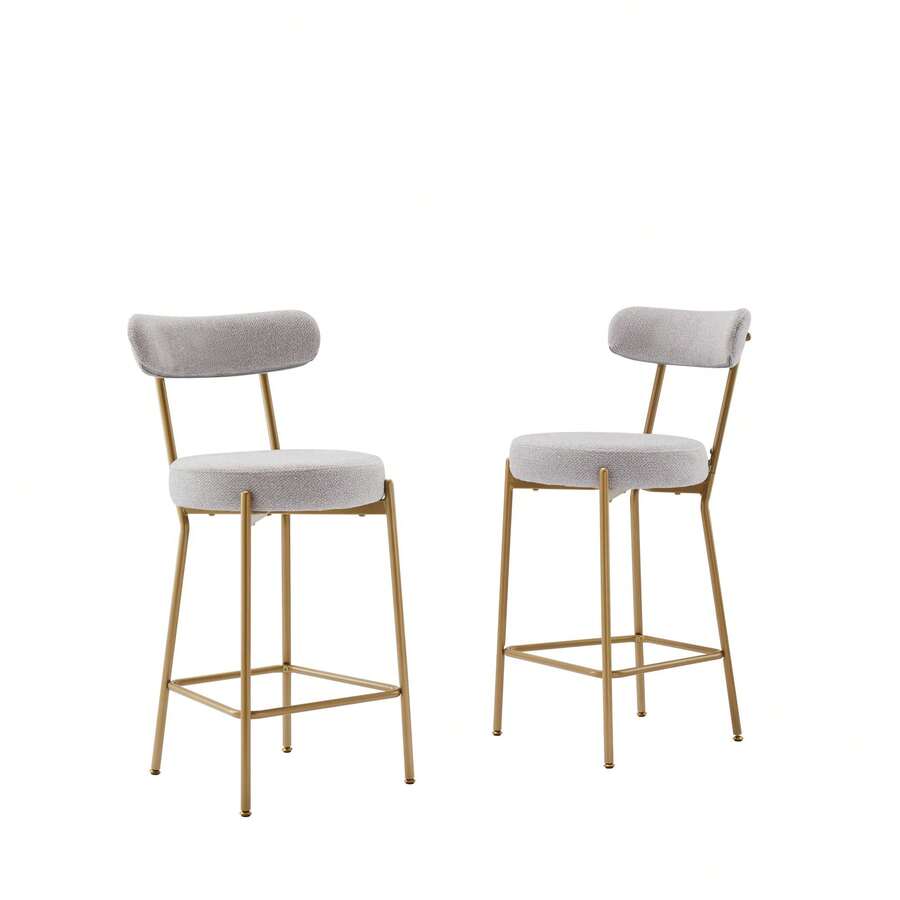 25" Modern Gold Bar Stools Set Of 2 Counter Height Bar Stools For ...