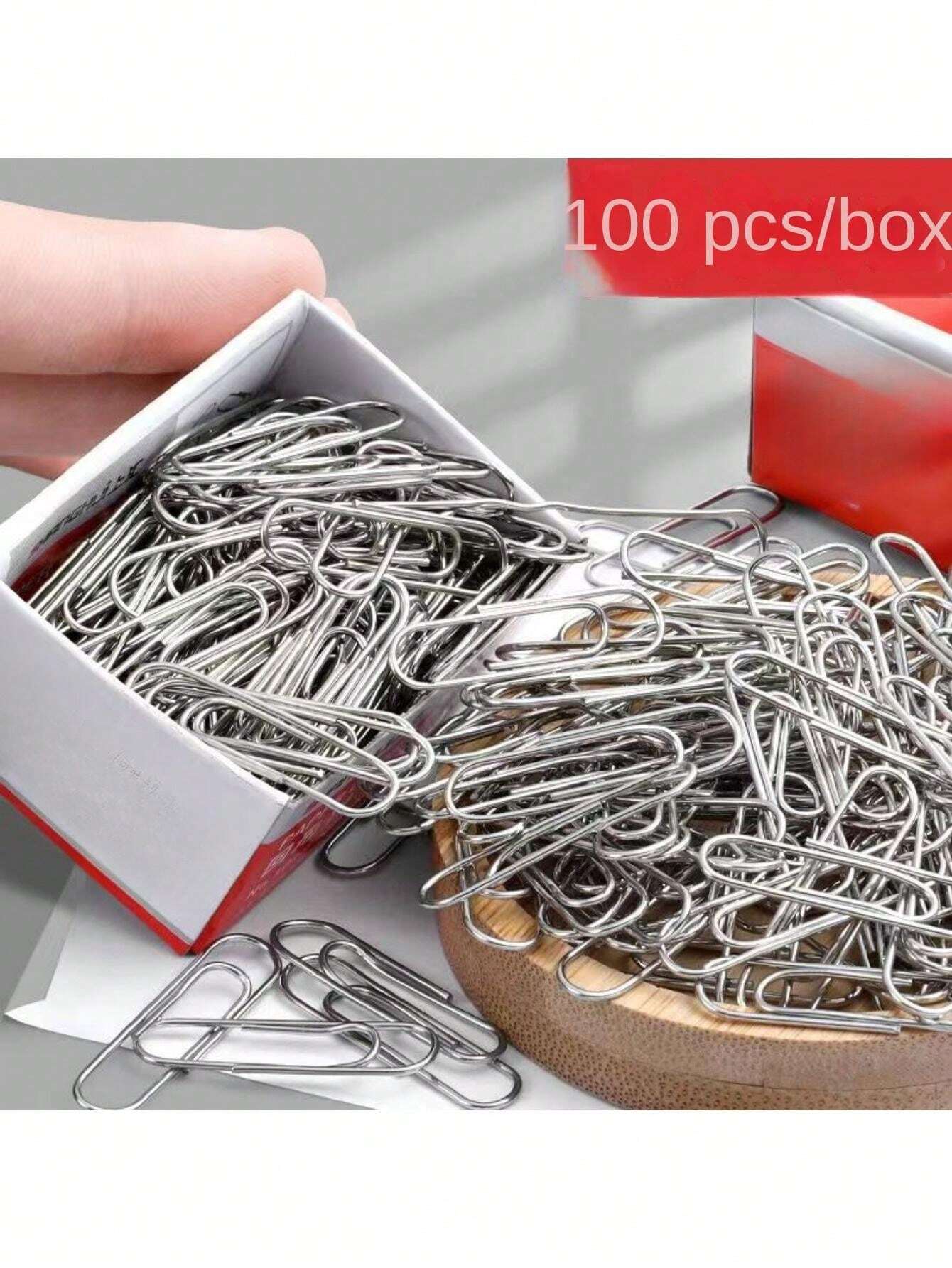 100pcs Paper Clip. Creative Office Paper Clip Student Supplies Nickel ...