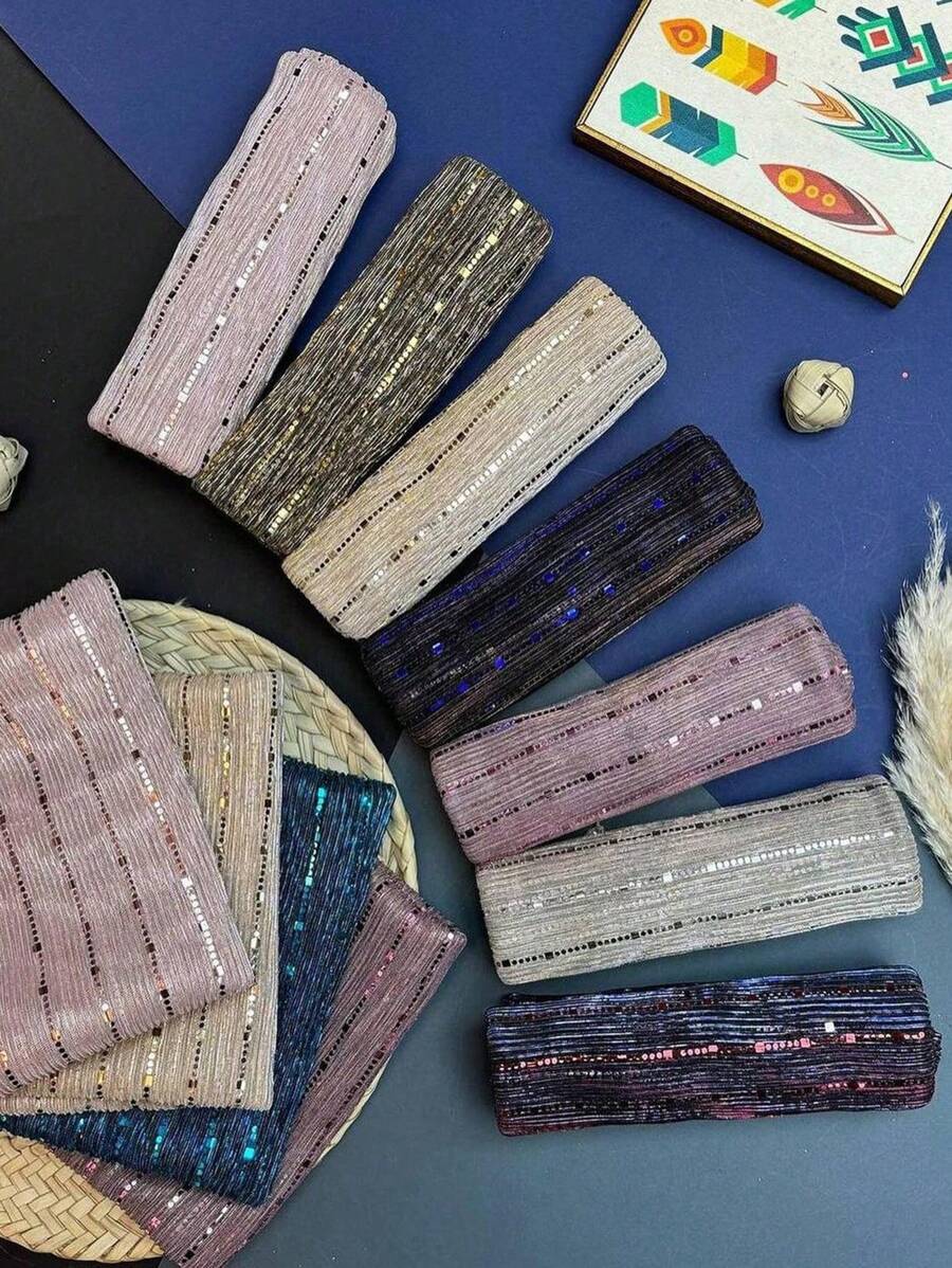 1pc Women's Spring Sparkling Mesh Decorated Headscarf For Festival ...