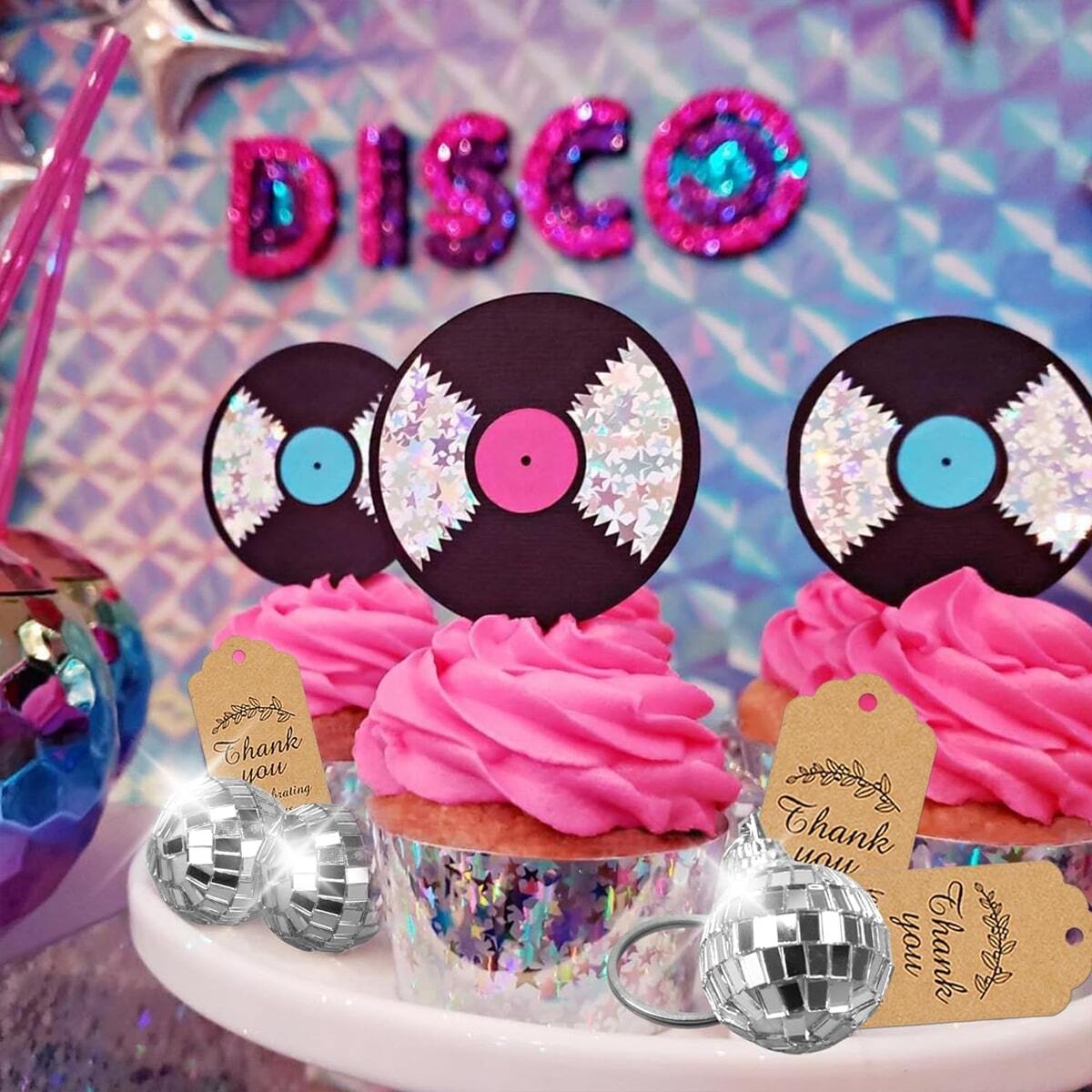 24pcs/Set Mirror Disco Ball Keychain With Clear Organza Bag, Thank You ...