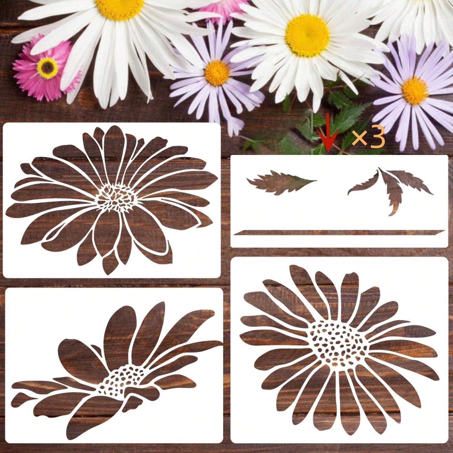 4pcs Pack Large Daisy Template For Wall Fence Flower Template For ...