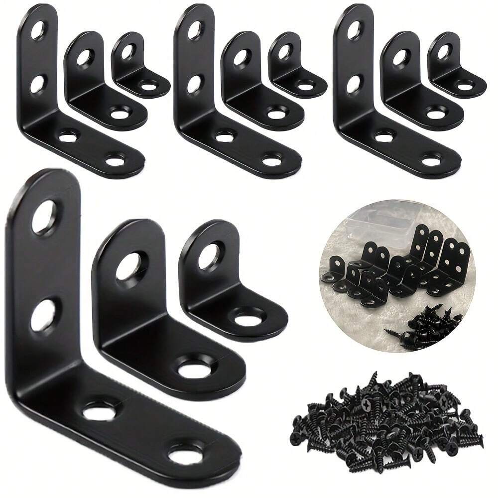 12-Pack Black Stainless Steel L-Shaped Corner Brackets - 90 Degree ...
