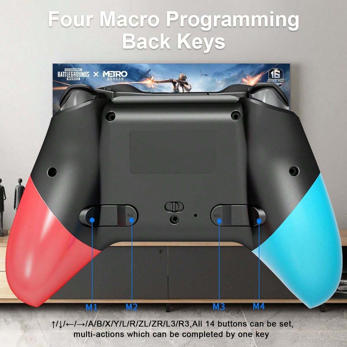 Controller di gioco senza fili TOPWOLF con doppio interruttore di vibrazione, compatibile con ...