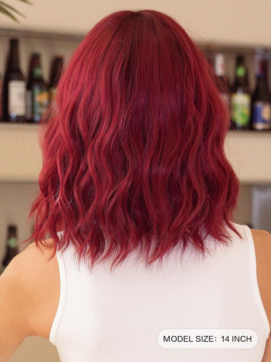 NICKY WALL Burgundy Wig Short Curly Bob Wig With Bangs Synthetic ...