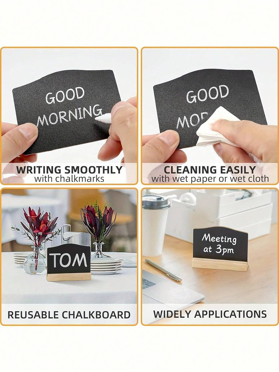 5pcs Wooden Mini Chalkboard Signs Note Board, Message Board Signs ...