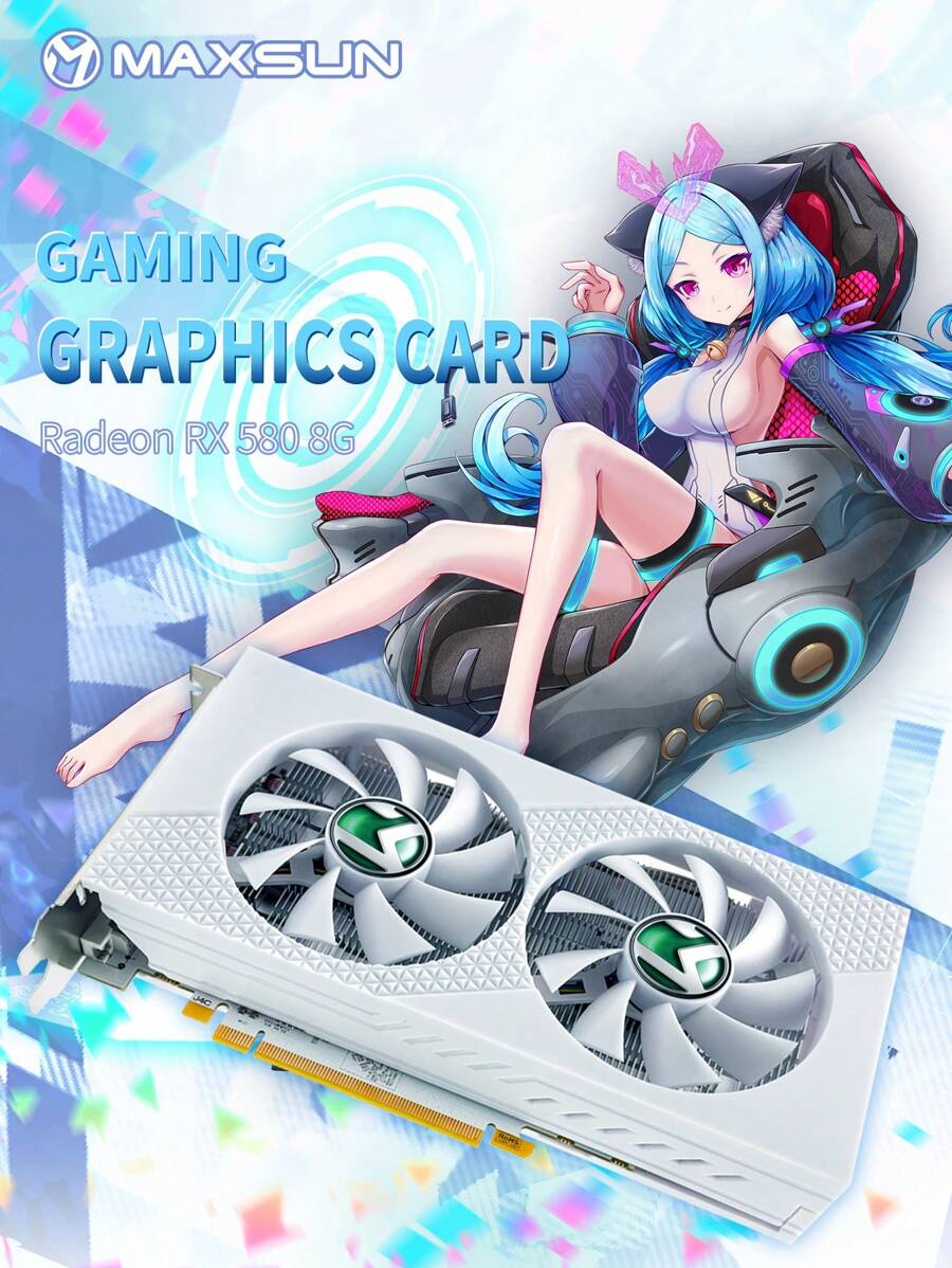 MAXSUN Graphics Cards AMD Radeon RX580 2048SP 8G GDDR5 256bit DP+DVI Video Card For Desktop ...