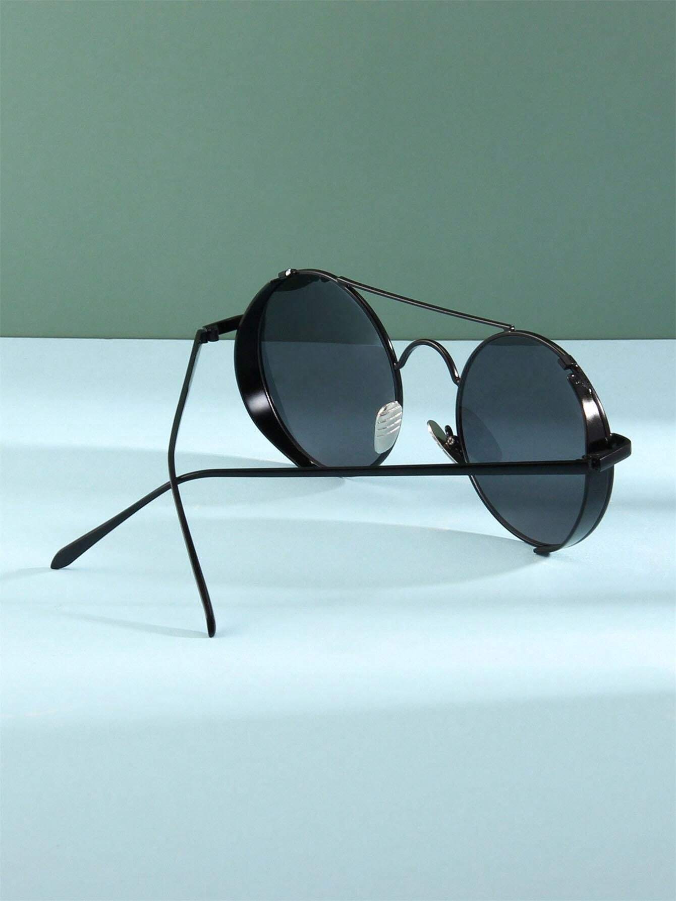 Retro Round Metal Frame Double Beam Sunglasses, Simple Punk Style ...