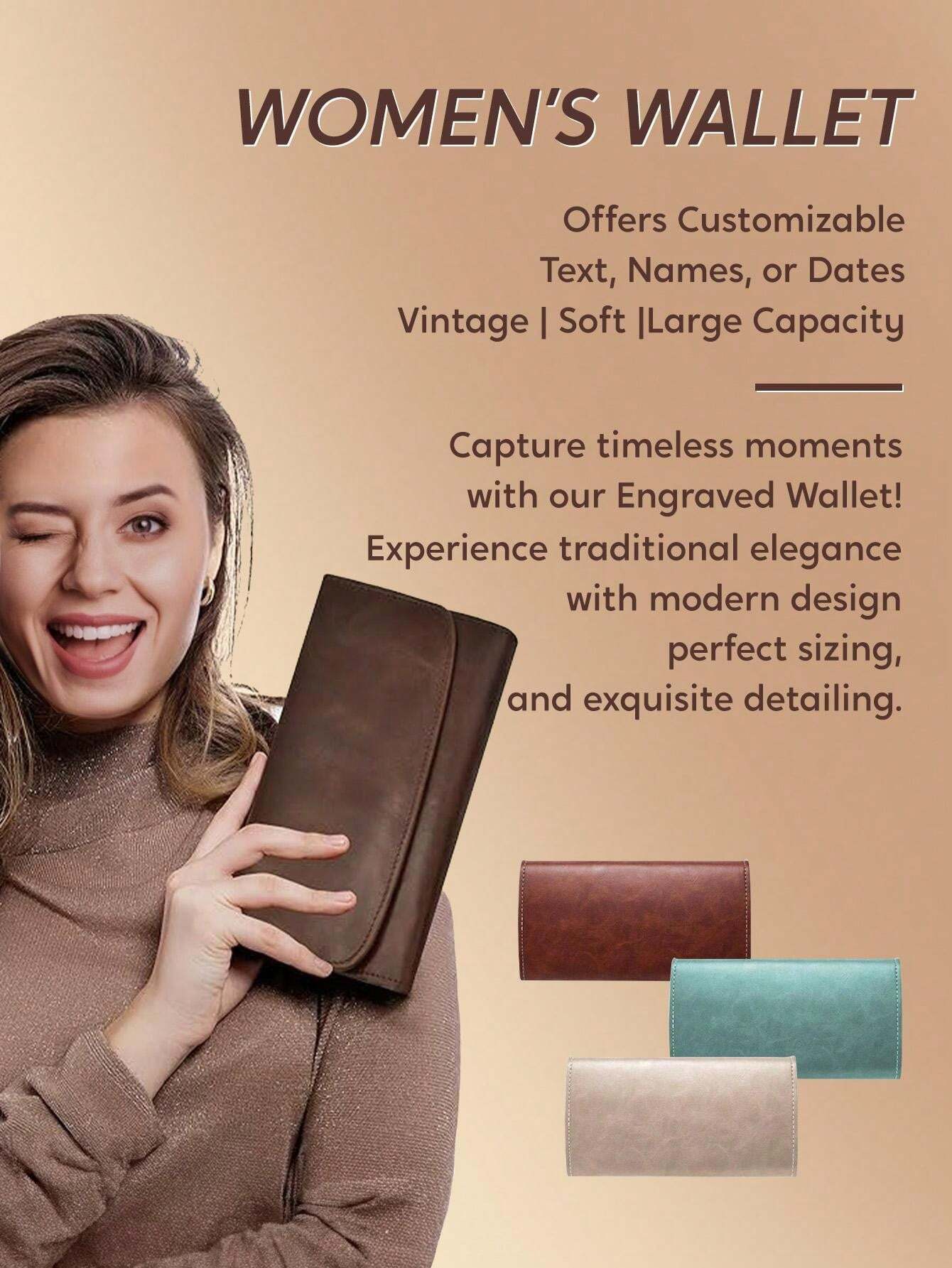 1pc Custom Engraved Long Wallet Personalized Long Wallet With Text ...