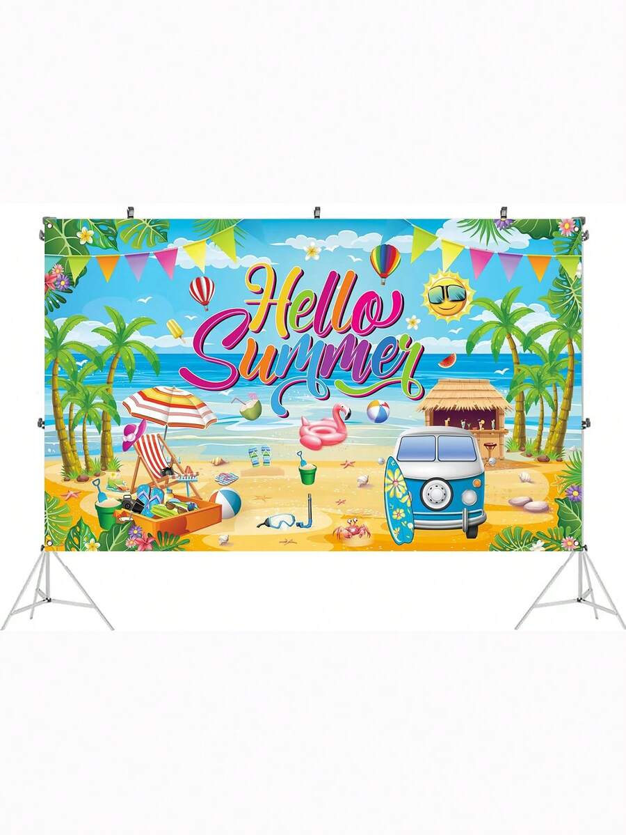 Hello Summer Backdrop Banner, Hello Summer Party Decorations For Hello ...