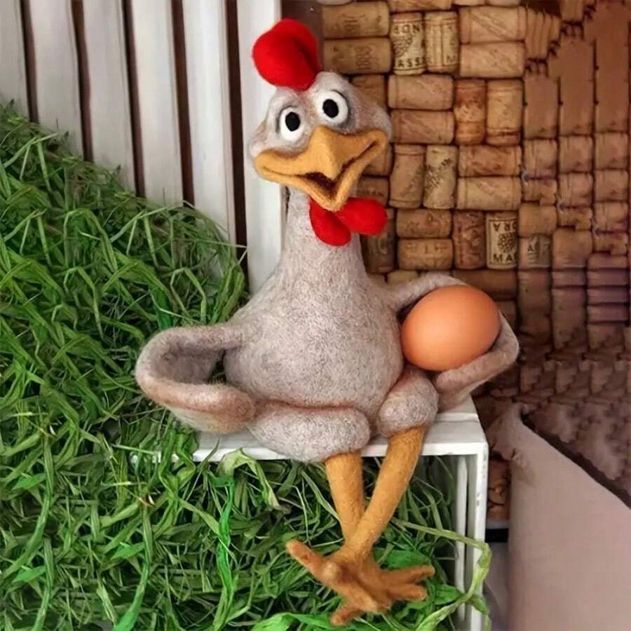 Creative Resin Chicken Sculpture, Funny Sitting Hen With Egg Figurine ...