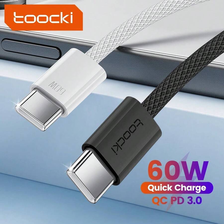 Toocki USB-C To USB-C PD QC 3.0 Power Cable (1M/2M)Type C 60W ...