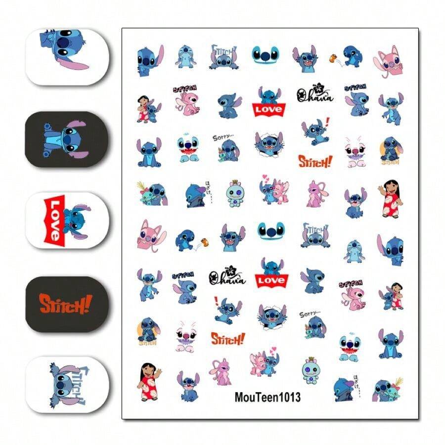 1pc Dumbo Cartoon Character Nail Art Sticker, Blue Elephant Alphabet ...