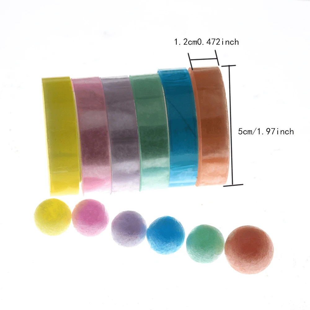 6 Rolls 1.2cm X 10m Pearlized Crystal Adhesive Tape With Sticky Balls ...