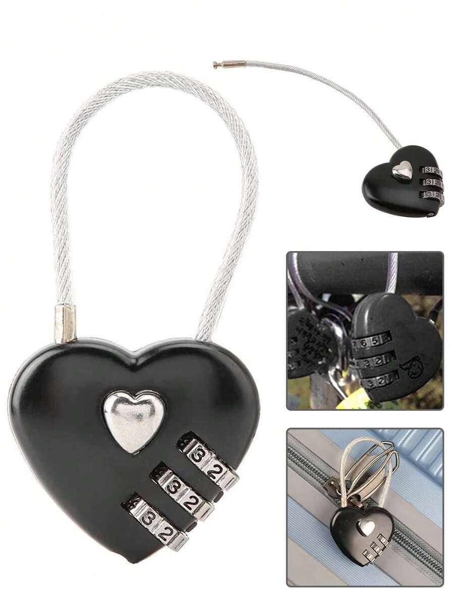 Love Shape Mini 3 Dial Digits Code Lock Number Lock Padlock Luggage ...