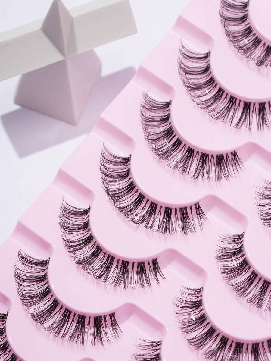 7pairs/Set Natural Crossed Style False Eyelashes With Transparent Stems ...