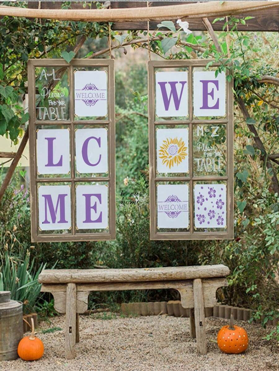 Welcome Sign Pet Drawing Tracing Board Spray Painting Stencil Hollow ...