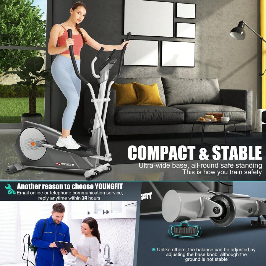 YOUNGFIT Elliptical Machine, Foldable Elliptical Machine For Home, 22 ...