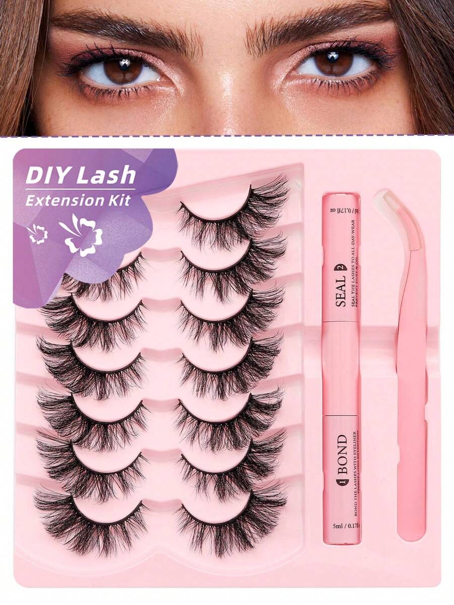 Seven Pair Eyelash Extension Set C Curly Three-Dimensional Black Stem ...