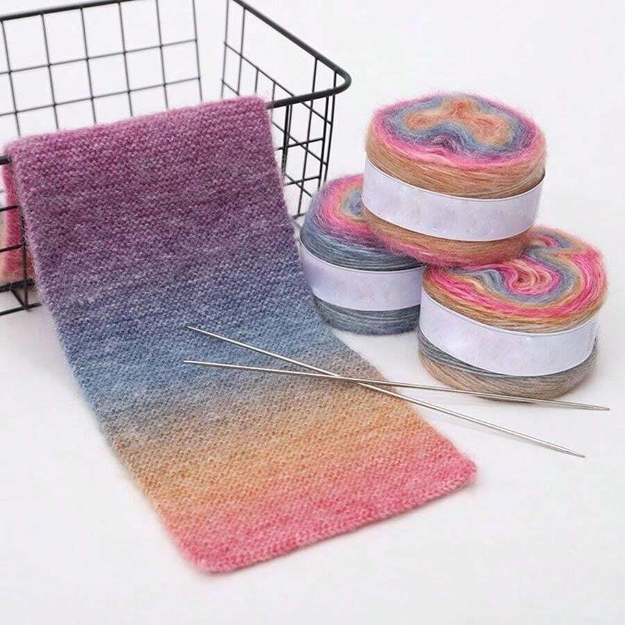 50g/Roll 15% Wool 40% Acrylic 45% Nylon Gradient Irregular Color Mohair ...
