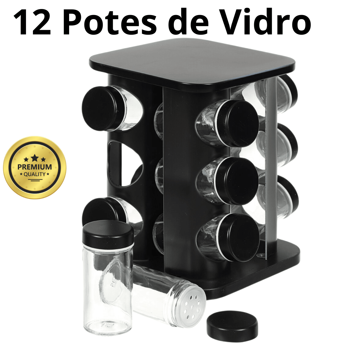 Rotating Seasoning Condiment Holder With 12 Glass Jars 90G | SHEIN PT