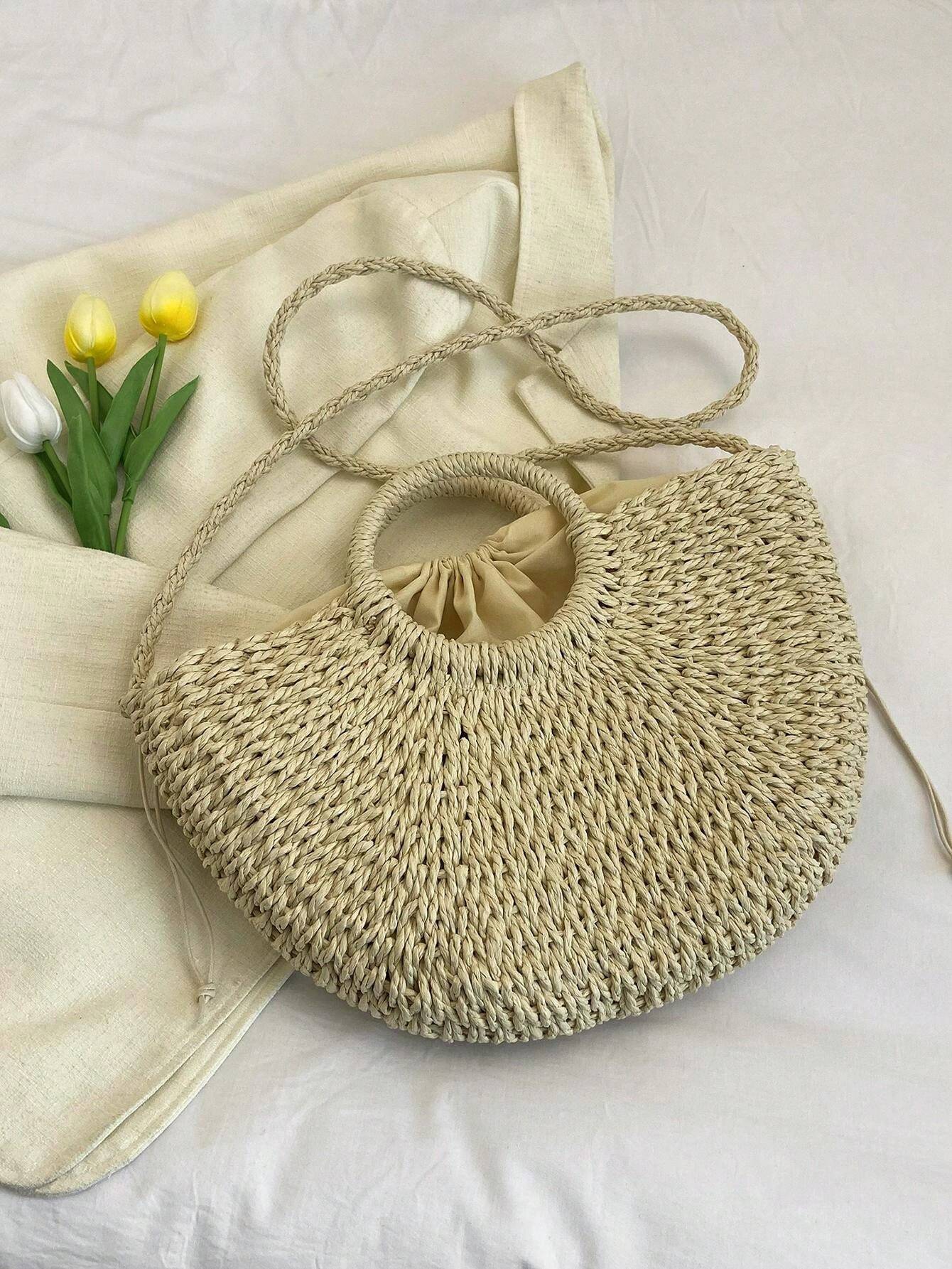 Straw Bales Bevel Straddle Shoulder Beach Resort Bales Weaving Hand ...