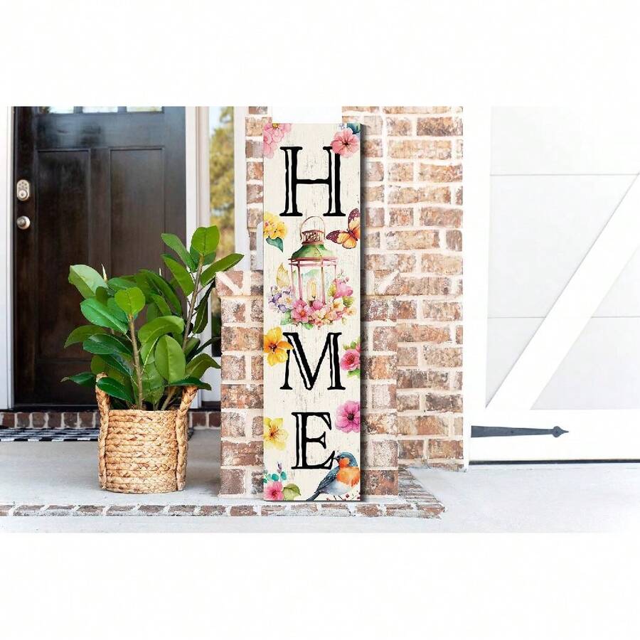 36in Spring Home Sign For Front Door - Wooden Porch Sign, Front Porch ...