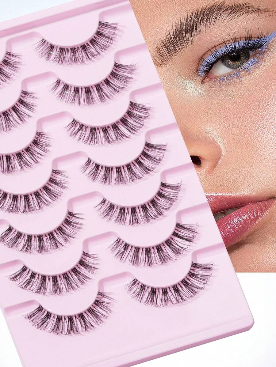 7pairs/Set Natural Crossed Style False Eyelashes With Transparent Stems ...