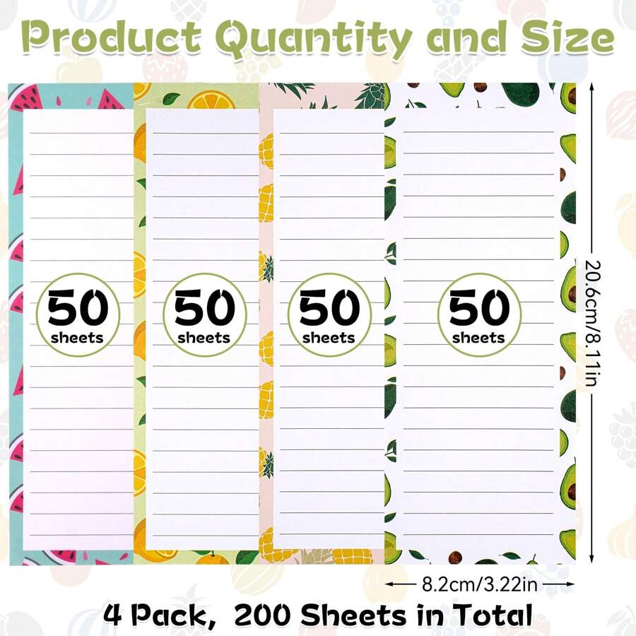 200 Sheets Magnetic Shopping List Pad,Magnetic Notepad For Fridge ...