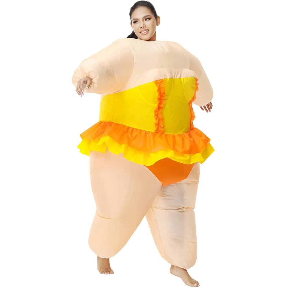 Inflatable Costume Adult Yellow And Orange Ballet Sumo Funny Explosion ...