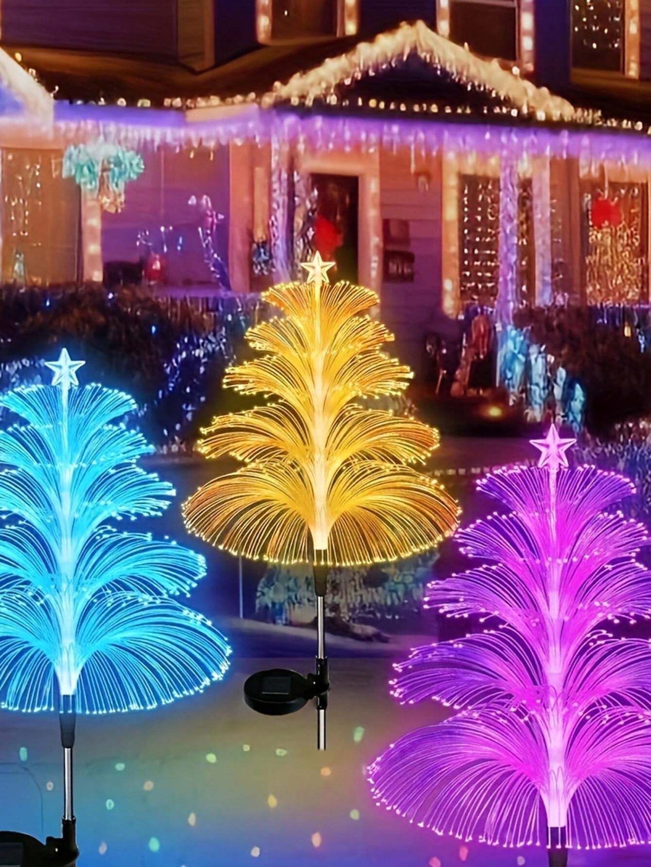Fontana Solare con Luci Meduse, Albero Luminoso con Stelle, Cambio ...
