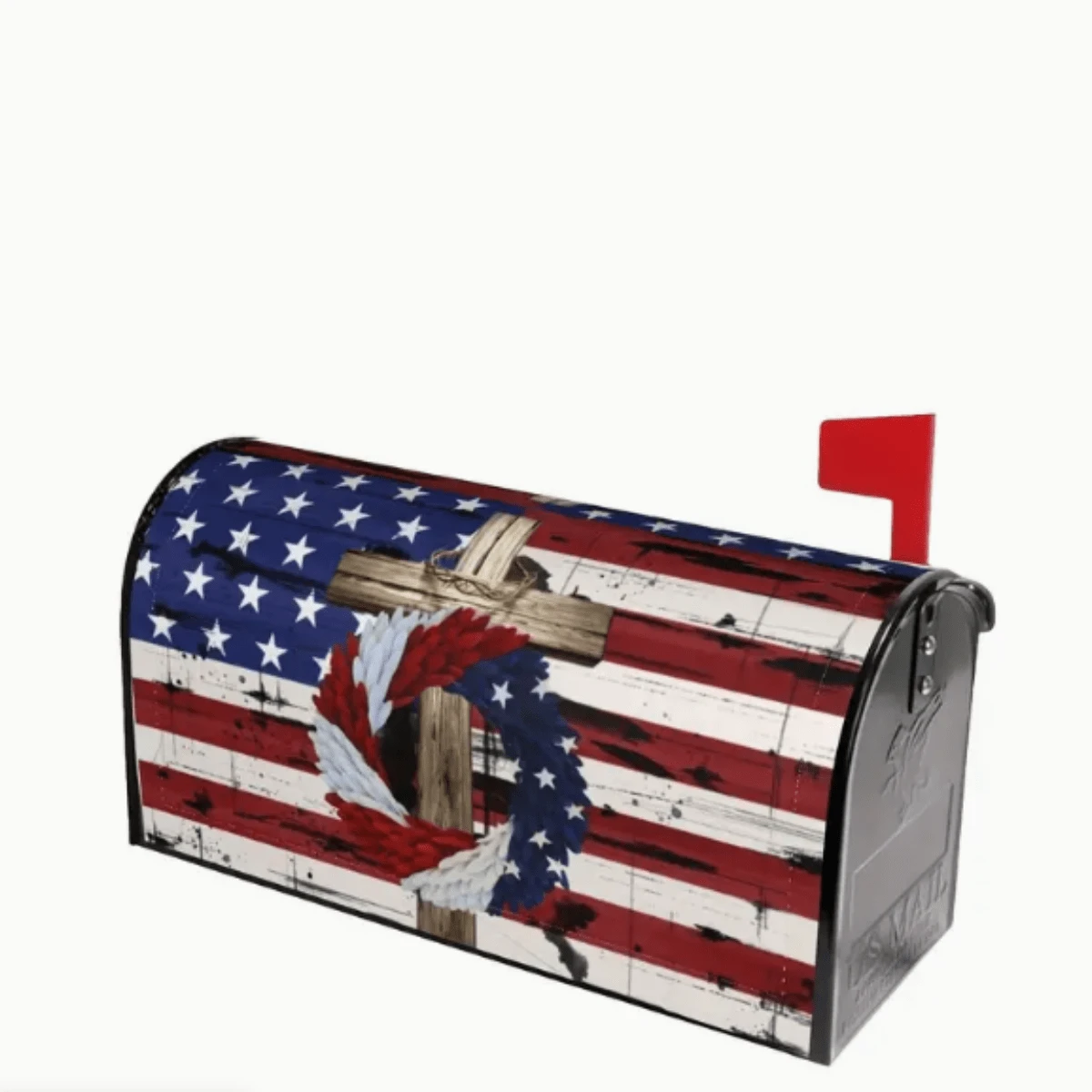 1pc Patriotic American Flag Wreath Cross Mailbox Covers, Decorative ...