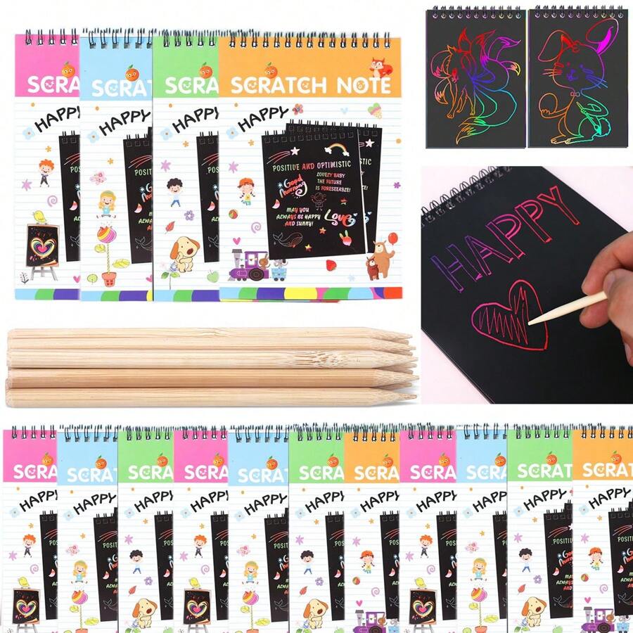5 Pack Rainbow Scratch & Sketch Note Pads, Rainbow Scratch Mini Notes ...
