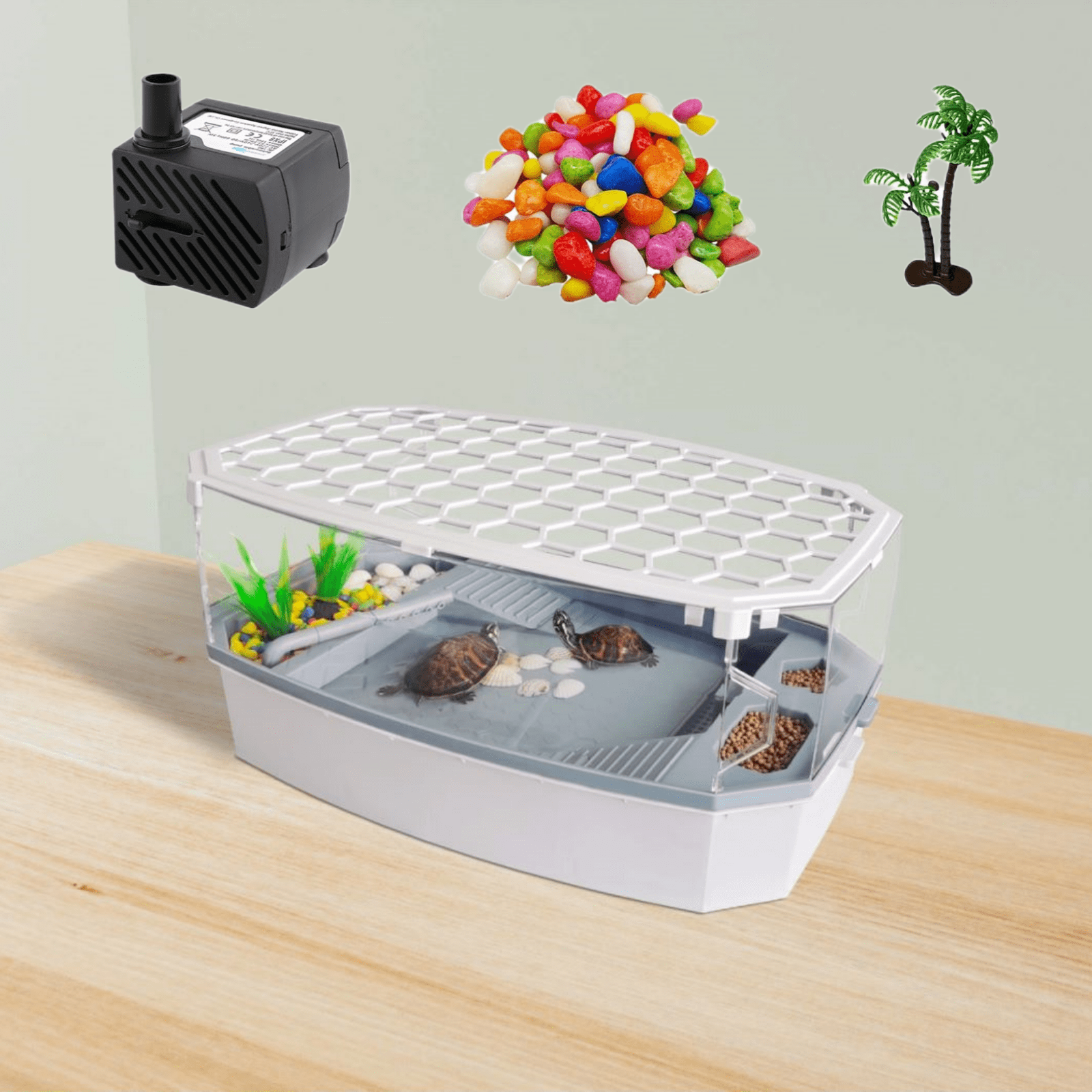 Turtle Aquarium With Lid, Acrylic Turtle Aquarium With American ...