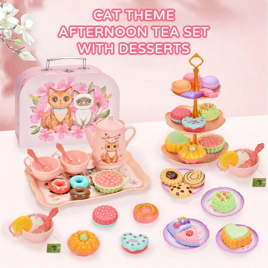 46pcs Little Cat Afternoon Tea Playset Kids Pretend Play Handbag Gift ...