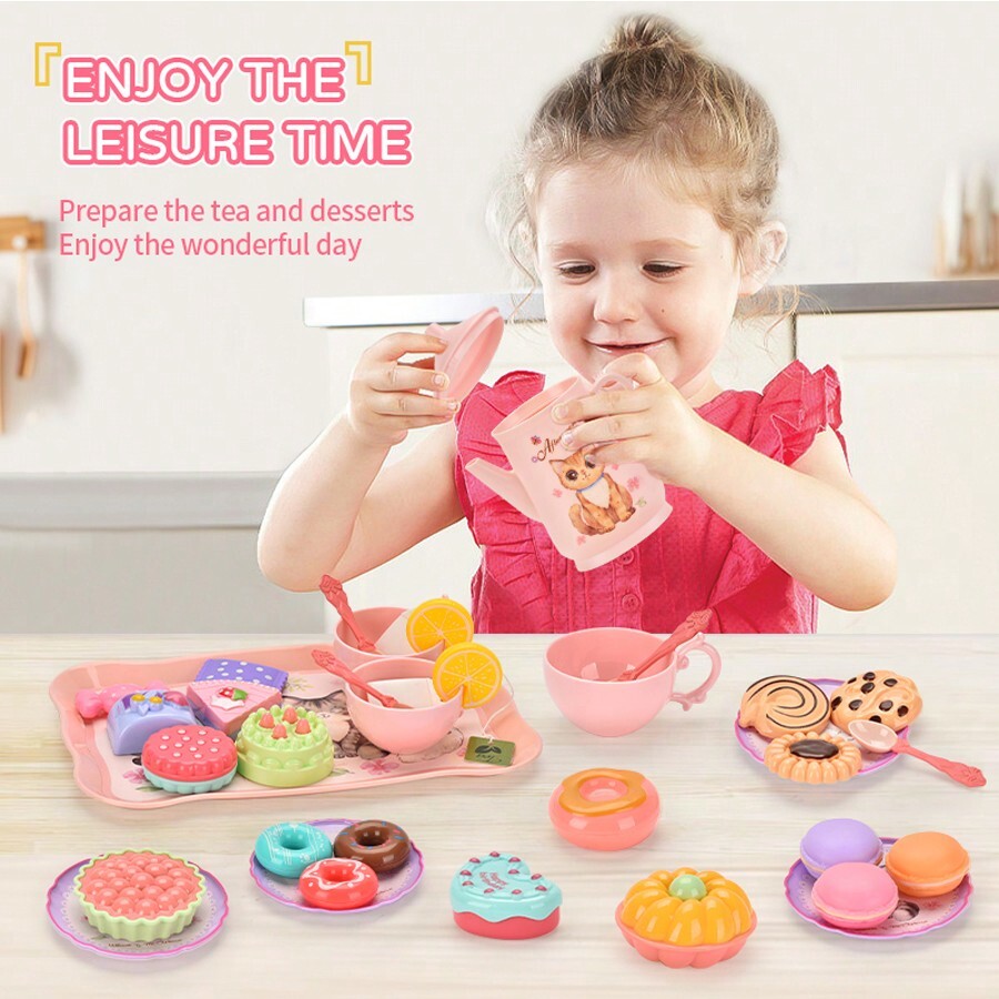 46pcs Little Cat Afternoon Tea Playset Kids Pretend Play Handbag Gift ...