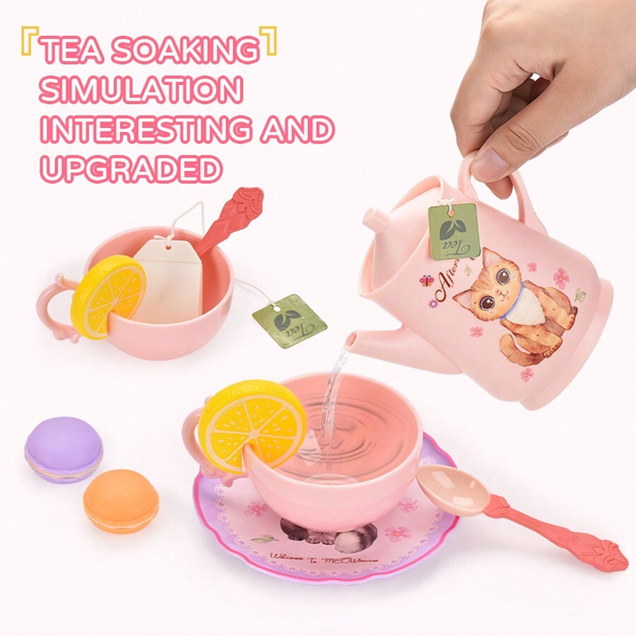 46pcs Little Cat Afternoon Tea Playset Kids Pretend Play Handbag Gift ...