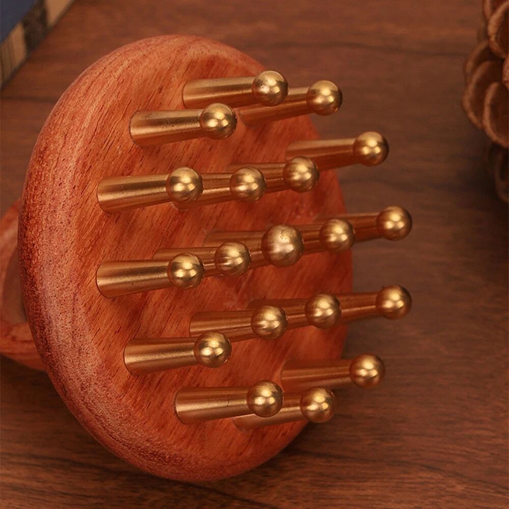 1pc Copper Wood Head Meridian Massage Comb Gua Sha Massage Tool Body ...