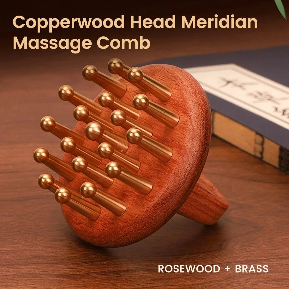 1pc Copper Wood Head Meridian Massage Comb Gua Sha Massage Tool Body ...
