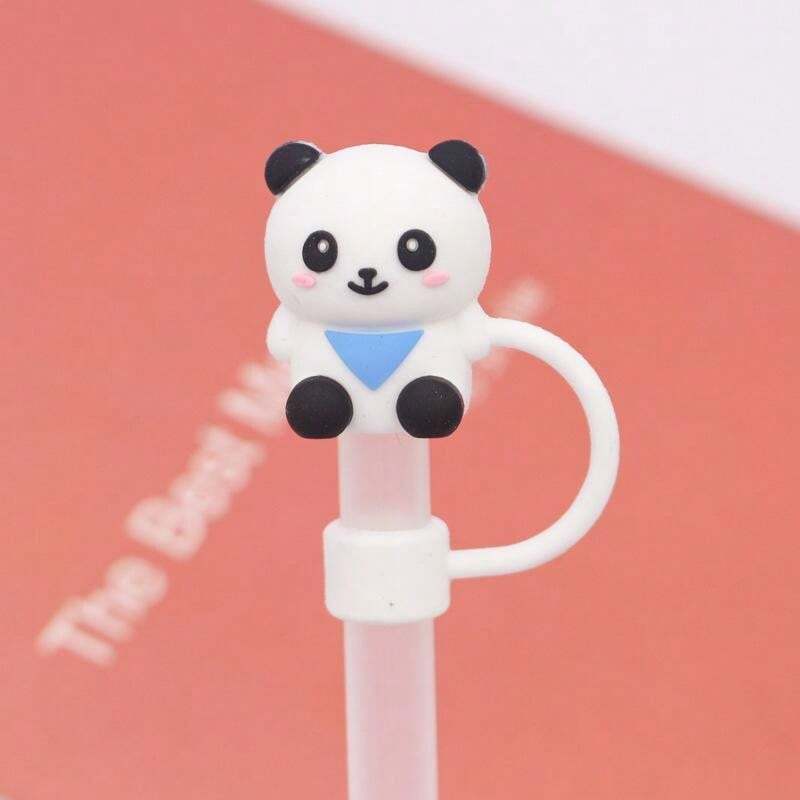 Animal Themed Panda Koala Puppies Silicone Cup Straw Set/Straw Tips ...