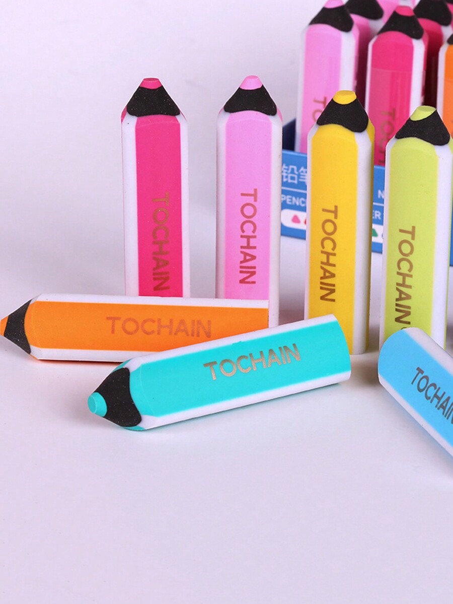 Student Learning Stationery Triangular Stick Shaped Erasers With Pencil ...
