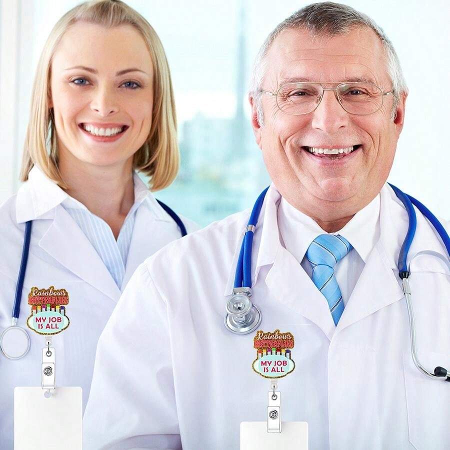 1 Badge Scroll Clip With Retractable ID Card Clip For Nurse Label Card ...