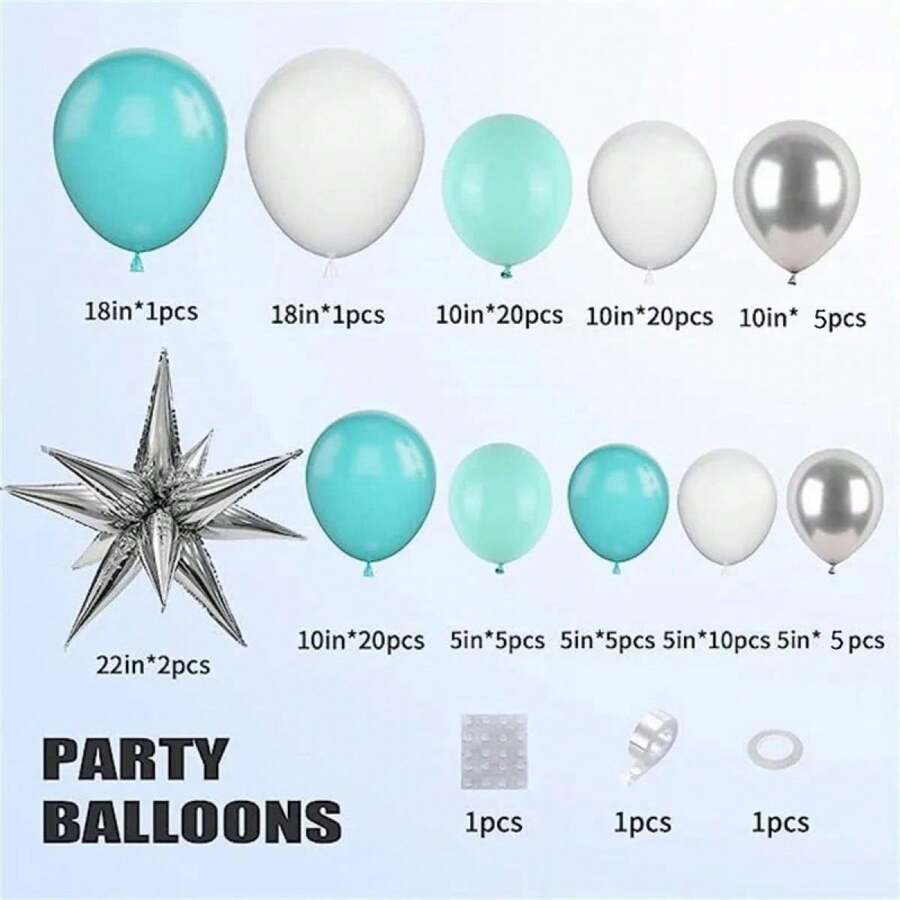 Blue Green White Silver Balloons Garland Arch Kit Latex Balloon Set ...