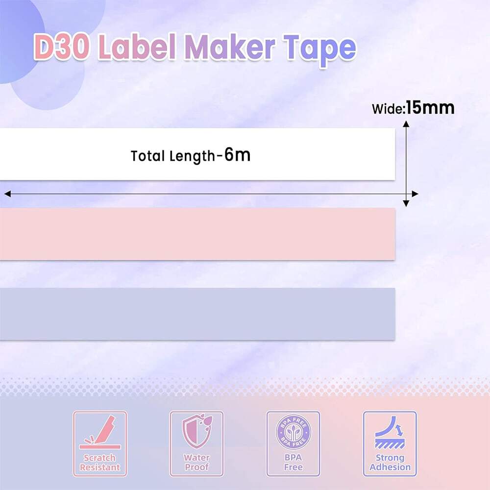 Phomemo D30 3 Rolls Continuous Label Maker Tape, Black On Continuous ...