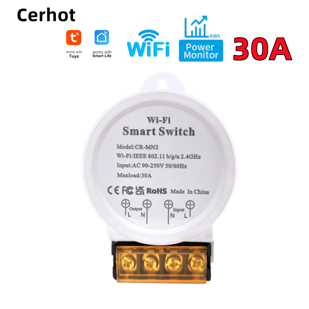 Cerhot Power Monitor Wifi Switch 30A High Power AC90-250V Tuya Smart ...