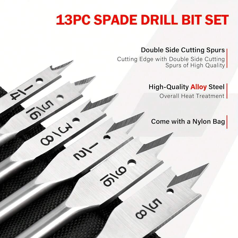 13 Piece Spade Drill Bit Sets,Paddle Flat Bit For Hole Cutte R ...