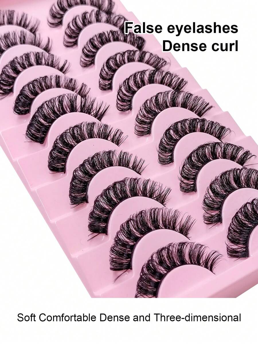 10 Pairs D Curl Fluffy Eyelashes Natural Look Effect Thick Soft Curly ...